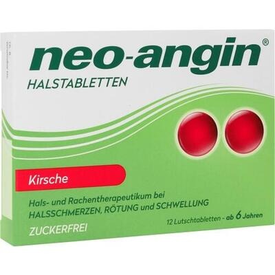 NEO ANGIN Pastillas contra el dolor de garganta sabor cereza 12 Pcs ...